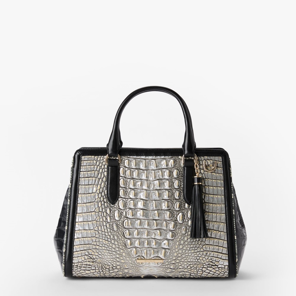 Brahmin Small Finely Leather Satchel - Chrome Azurine [AyCLctGu] - $107 ...