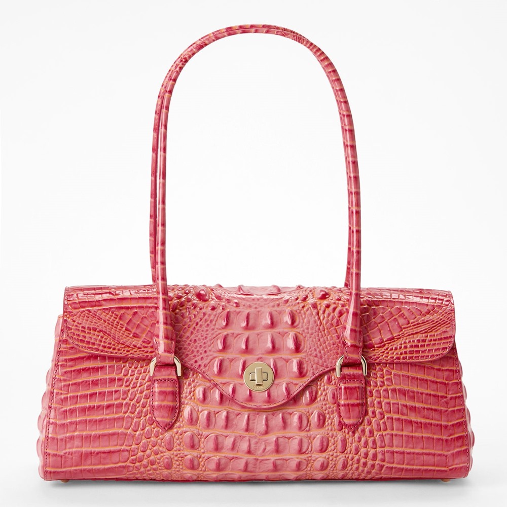 Brahmin Dayan Leather Satchel - Coral Snapdragon Melbourne [FT8Ex9AD ...