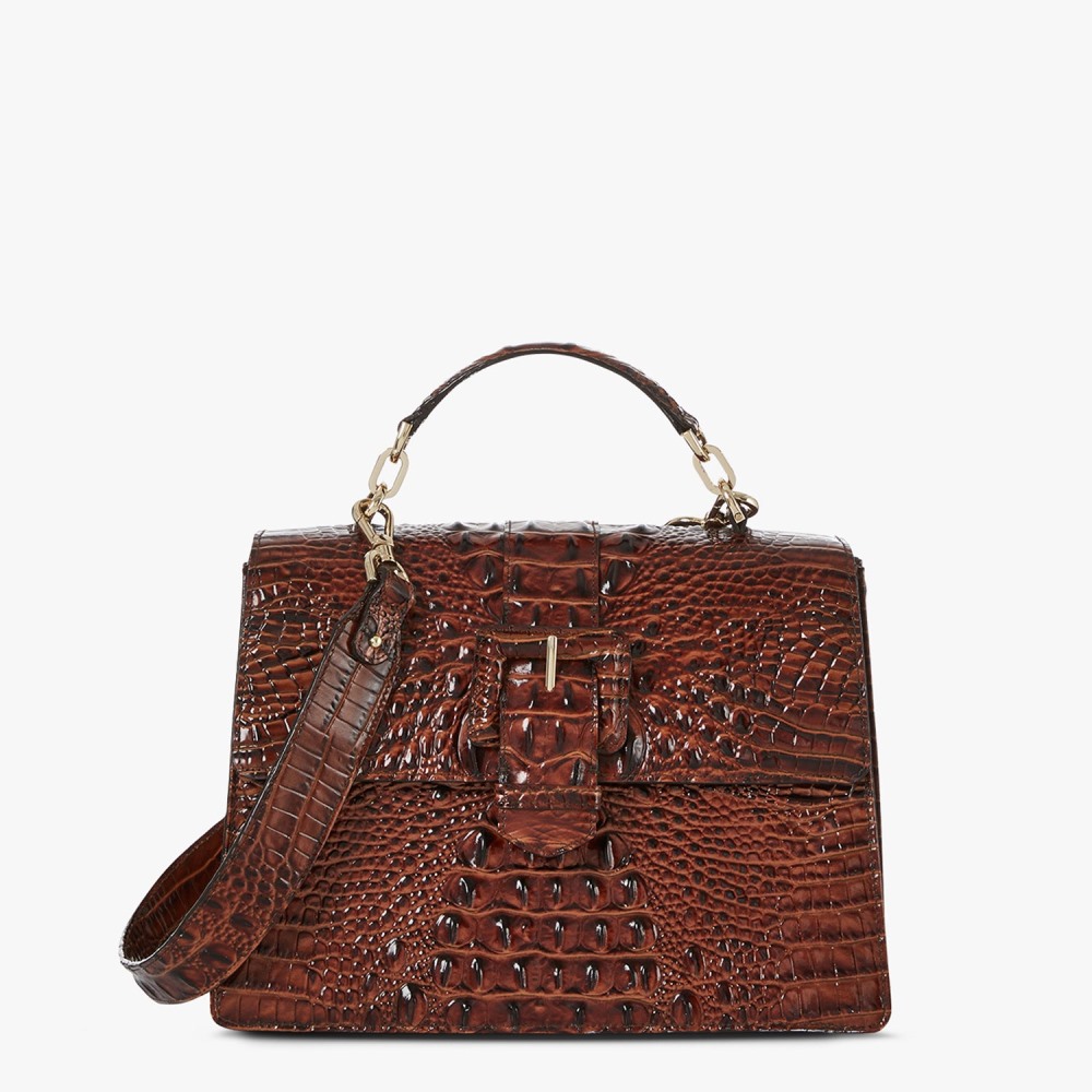 Brahmin Hallie Leather Satchel - Pecan Melbourne [OLAmyrFh] - $107.00 ...