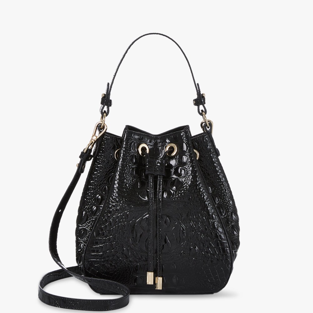 Brahmin Melinda Leather Bucket Bag - Black Melbourne [g3yAg0eW] - $109. ...