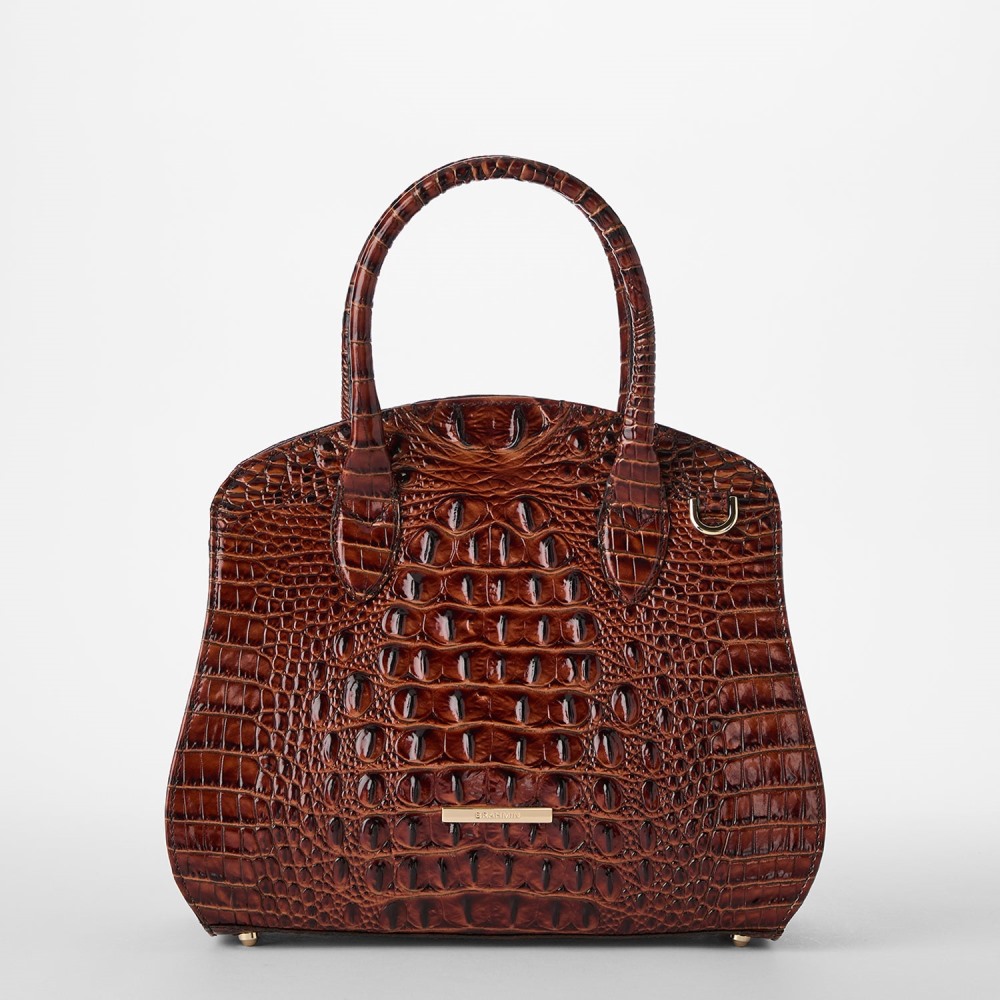 Brahmin Rosetta Leather Satchel - Pecan Melbourne [nYQToVIU] - $106.00 ...
